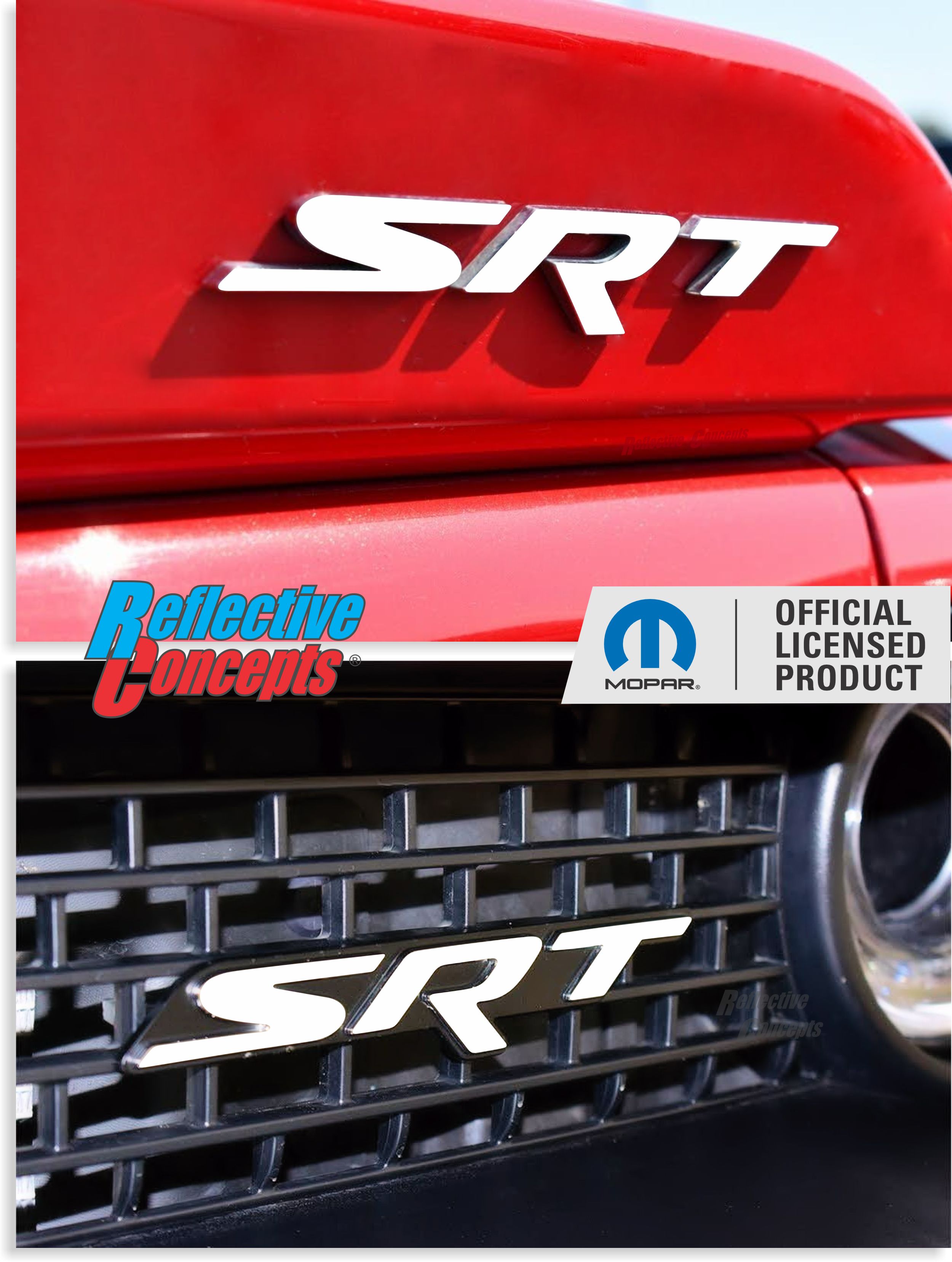 2015-2016 Challenger SRT Hellcat Front & Rear Emblem Overlay Decals