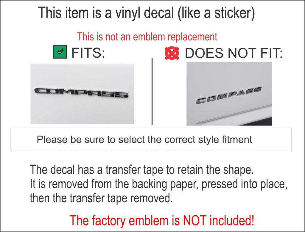 COMPASS Emblem Overlay Decal for 2018-2024 Compass MP