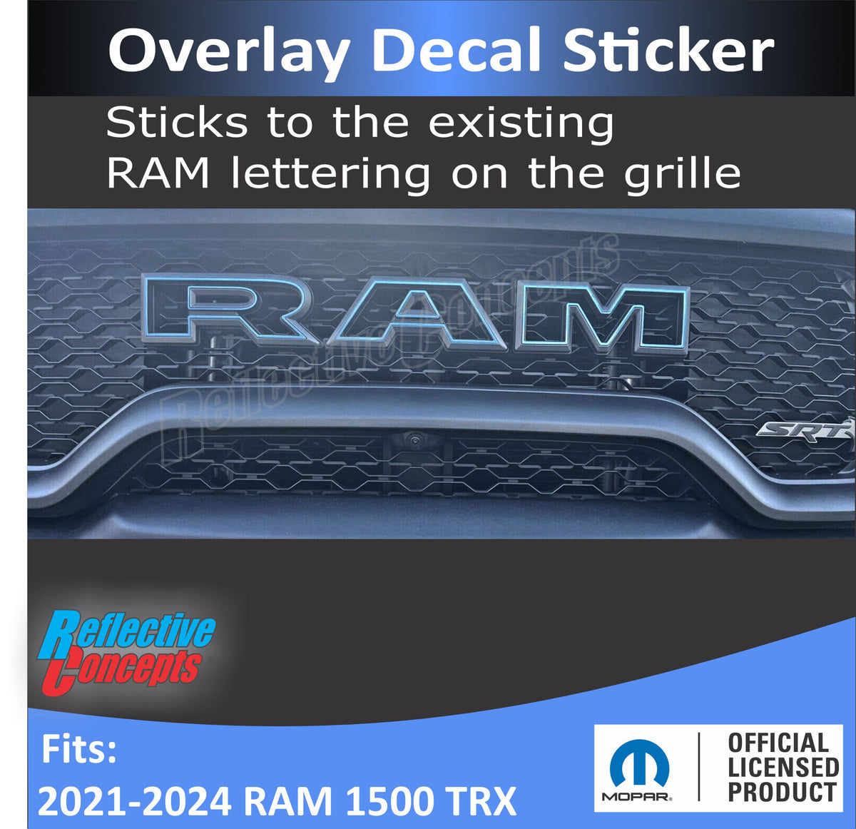 Ram Grill Emblem Led RAM TRX Grille Emblem Overlay Decal - Vinyl ...