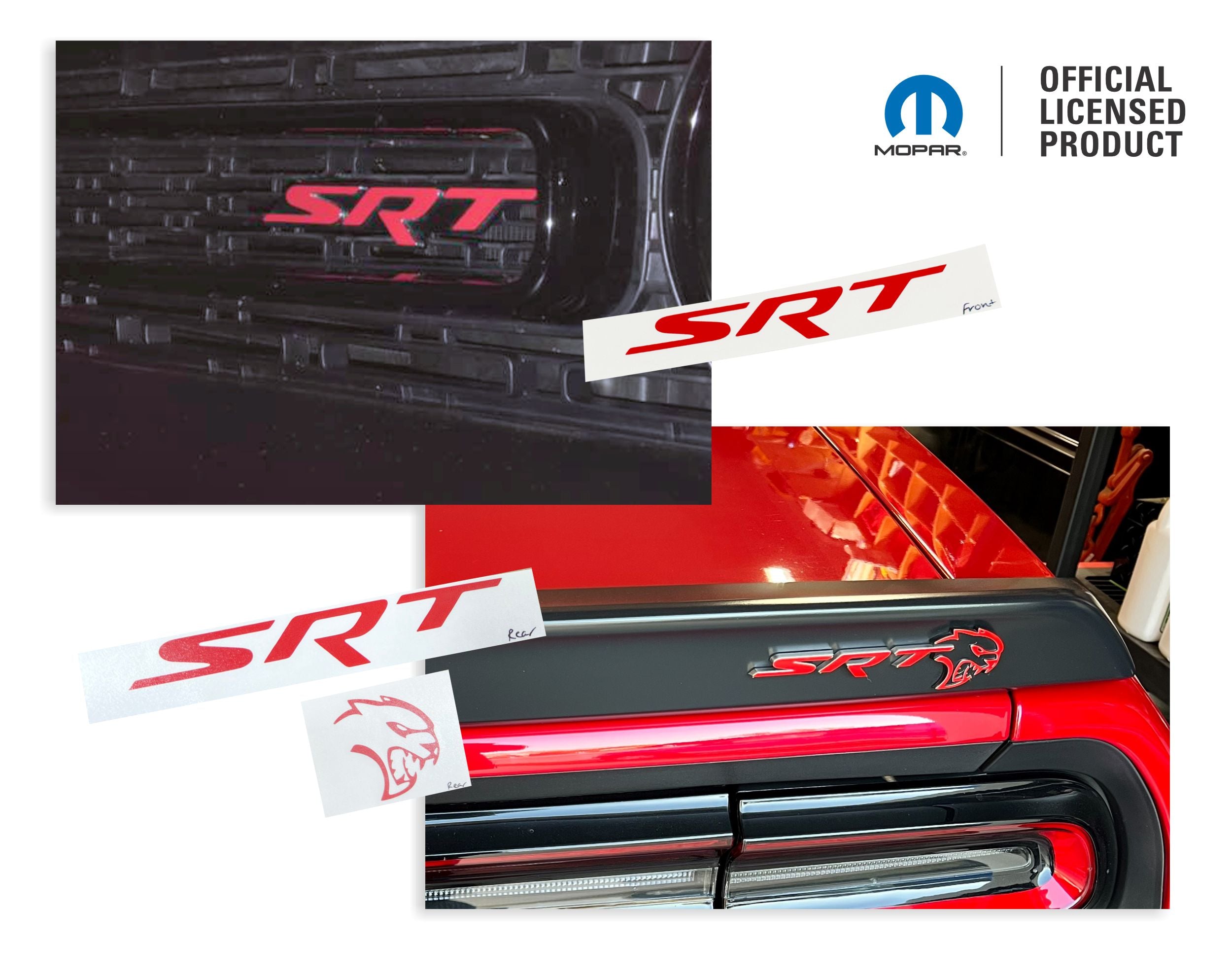 2017 Challenger SRT Hellcat Front & Rear Emblem Overlay Decals