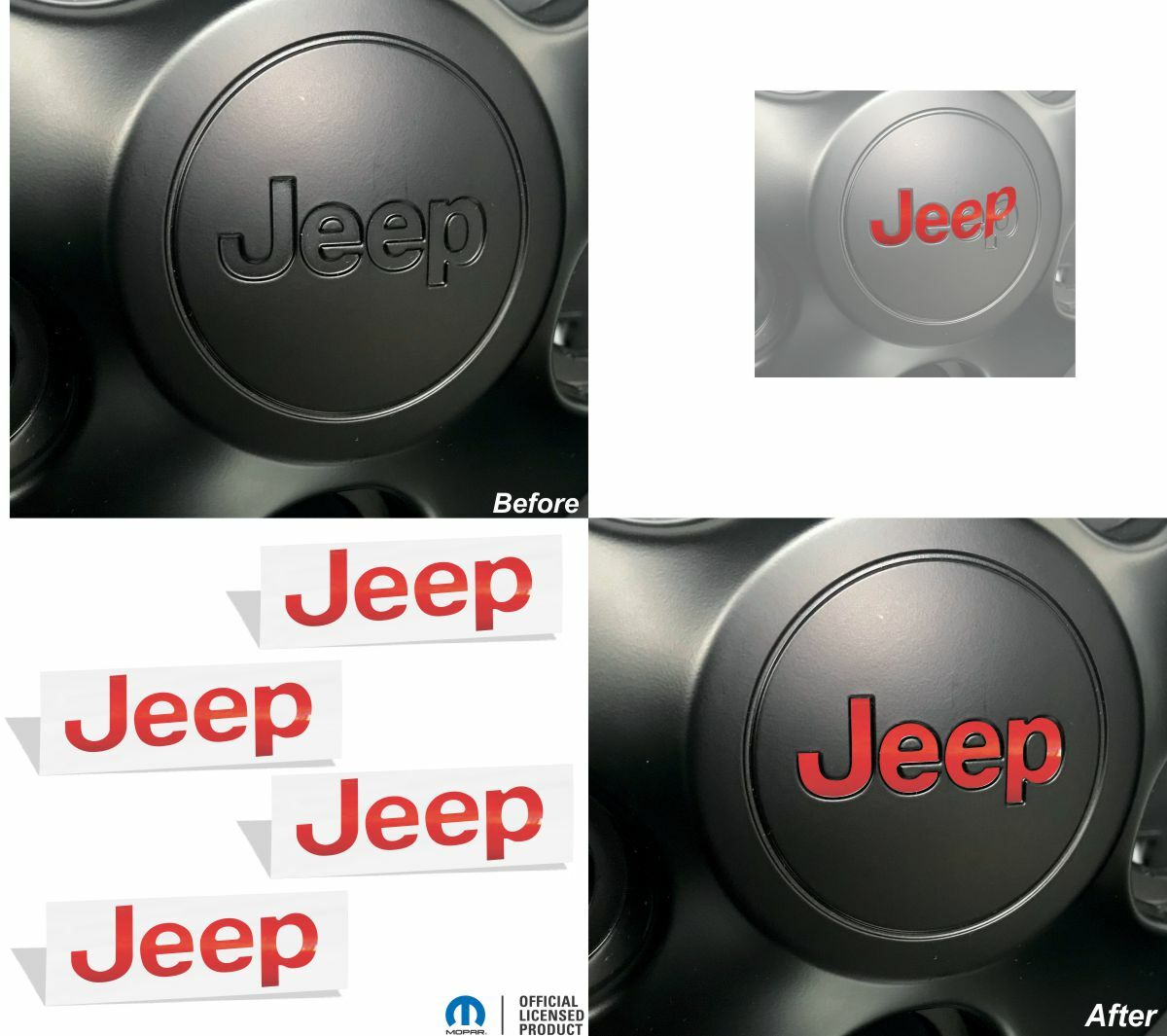 JEEP Center Cap Overlay Decals - 18-19 Wrangler JL